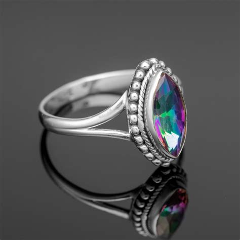 Mystic Topaz Marquise 925 Sterling Silver Ladies Ring Gemstone