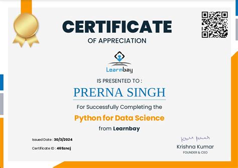 Prerna Singh On Linkedin Python Certification Learnbay Artificialintelligence Machinelearning