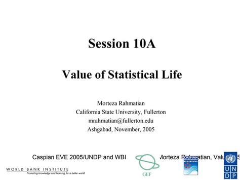 value of statistical life ppt