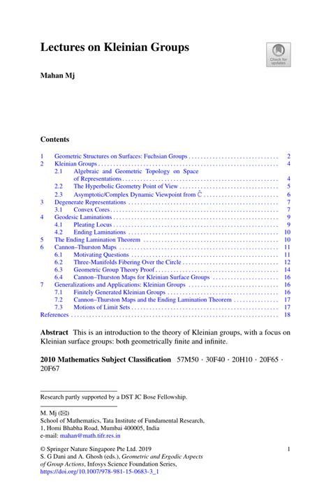 Pdf Lectures On Kleinian Groups