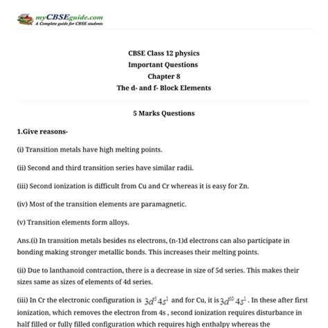 And F Block Element Chemistry Notes Teachmint