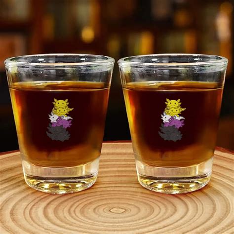 Nonbinary Flag Non Binary Pride Lgbtq Axolotl Shot Glasses