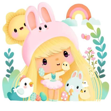 Elen Lescoat On Instagram Happy Easter Easter Pâques Illustration Pastel
