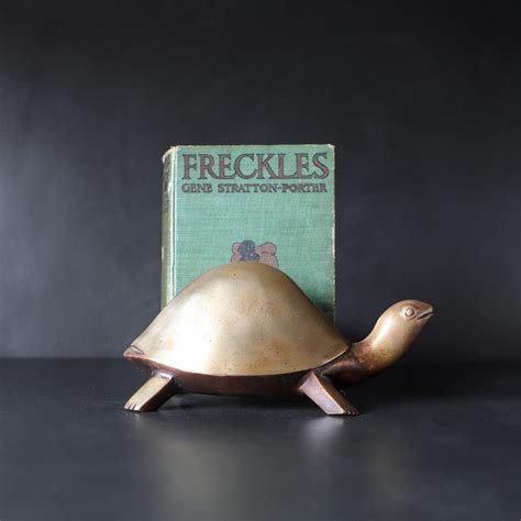 Large Brass Turtle Statue Vintage Garden Patio Knick Knack Bookshelf