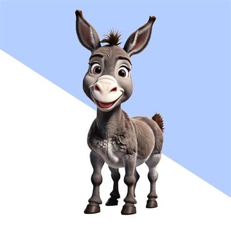 Premium Psd Cute Happy Donkey In 3d
