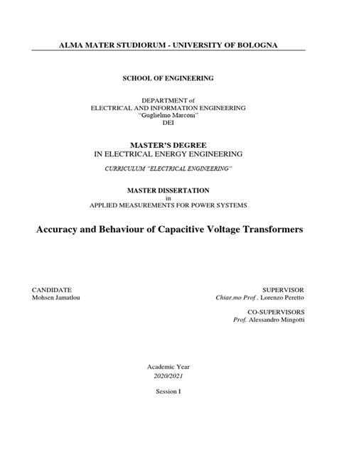 Accuracy And Behaviour Of Capacitive Voltage Transformers Pdf