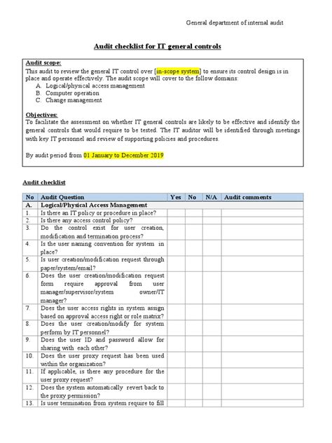 It General Control Checklist Pdf Backup Superuser