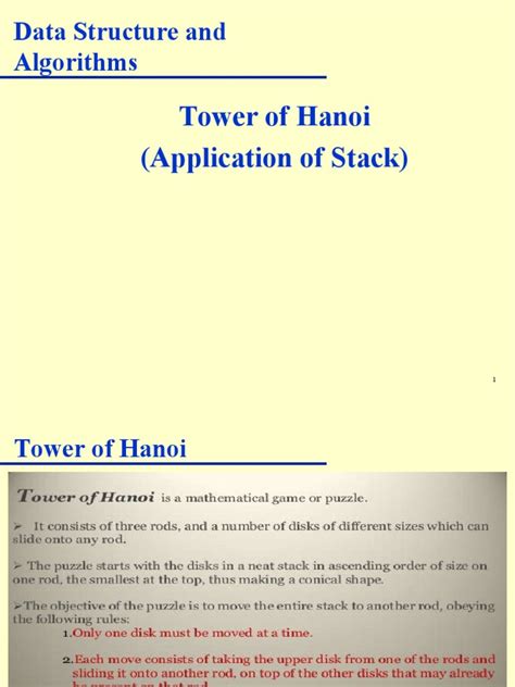 tower of hanoi application of stack data structure and algorithms pdf