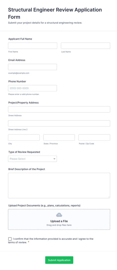 Structural Engineer Review Application Form Template Jotform