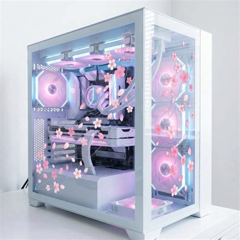 Cyber Sakura Pc Case Skin Cherry Blossom Static Cling For Glass Panel