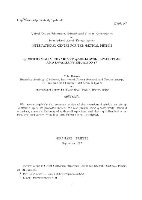 Pdf Q Conformally Covariant Q Minkowski Space Time And Invariant Equations