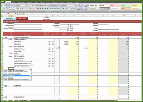 Construction Estimate Template Excel Template 1 Resume Examples