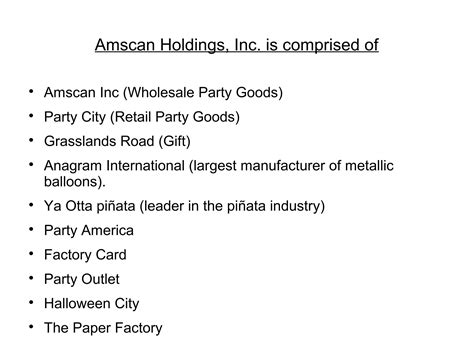 Amscan Company Profile Ppt