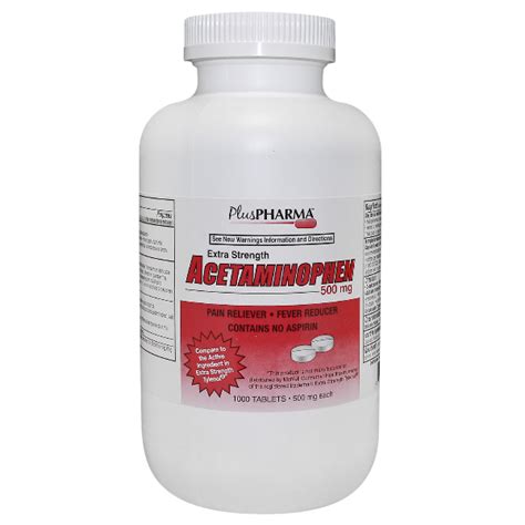 Acetaminophen 500 Mg Tab 1000 Generic Tylenol By Plus Pharmagemini