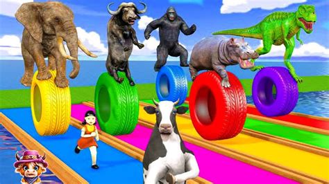 حدوتة البطة والديناصور عملوا تحدى الابواب الملونه مع النمر والأسدرسوممتحركة كرتون كرتون