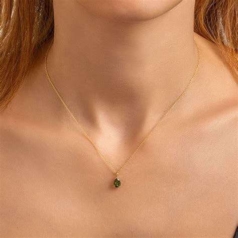 Green Drop Necklace In Solid Gold Talu Rockngold