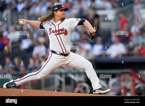 Atlanta Braves Pitcher Grant Holmes 66 Delivers In The Sisxth Inning