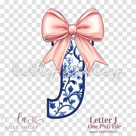 Coquette Bow Png Letter One J Letter File Chinoiserie Blue Floral