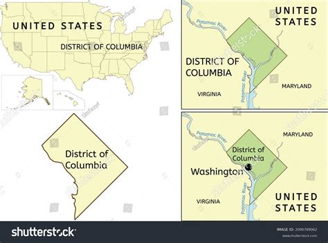 District Columbia Location On Map Usa Stock Vector Royalty Free
