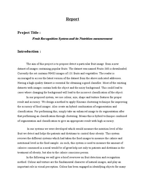 Fruit Recognition System And Its Nutrition Level Pdf Image Segmentation Cluster Analysis