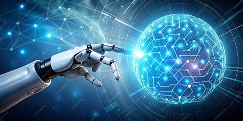 Premium Photo Machine Learning Hand Of Robot Touching On Binary Data