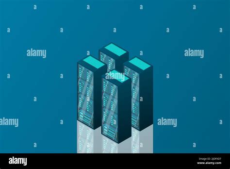 Mainframe Powered Server High Technology Concept Data Center Cloud Data Storage Isometric