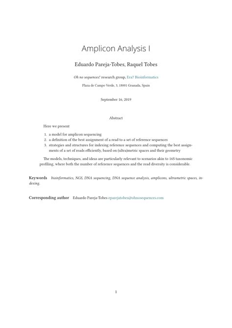 Pdf Amplicon Analysis I