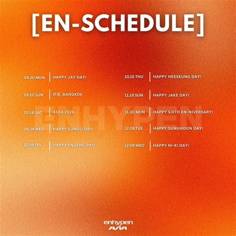 [en Schedule] 🗓️ Enhypens Updated Schedule ※ 𝙋𝙡𝙚𝙖𝙨𝙚 𝙣𝙤𝙩𝙞𝙛𝙮 𝙪𝙨 𝙞𝙛 𝙬𝙚