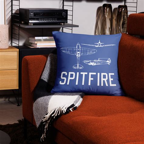 Spitfire Schematic Tribute Design Basic Pillow Anglotopia Store