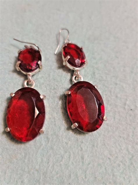 Beautiful Hanging Faux Ruby Earrings Drop Dangle Hook… Gem