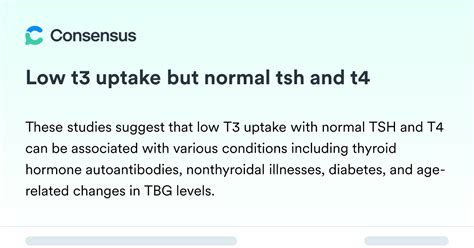 Low T3 Uptake But Normal Tsh And T4 Consensus Academic Search Engine