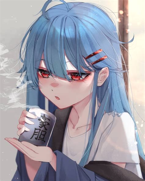Anime Girl Light Blue Hair