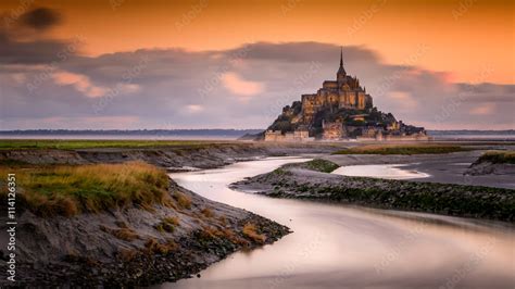 Poster Sunrise Over Mont Saint Michel France Wall Art Ukposters