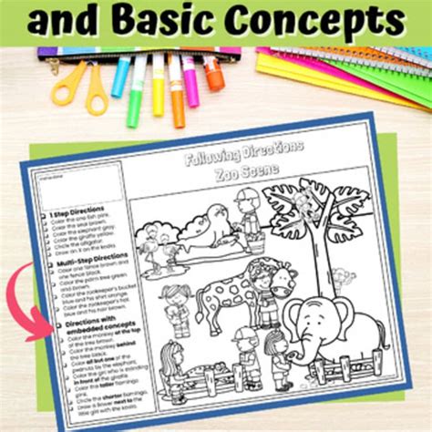 Following Directions Basic Concepts Speech Therapy Following Directions Coloring