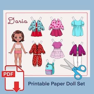 Printable Paper Dolls Set Dress Up Activity For Girls Pdf Etsy