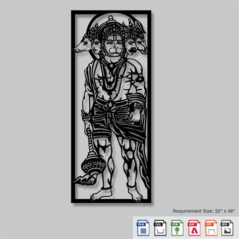 2d Modern Art Panchmukhi Hanuman Ji Laser Cutting Artelora