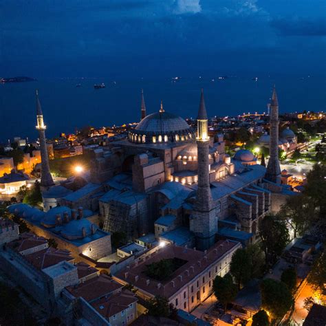 Hagia Sophia At Night View Of Hagia Sophia Aya Sofya Museum In A