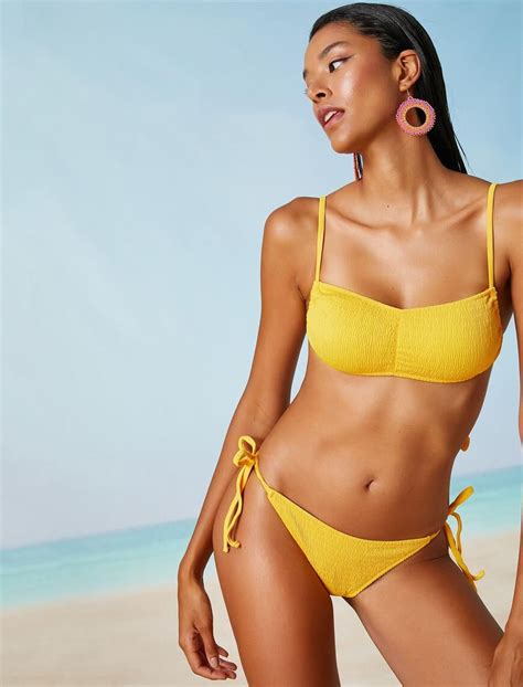 Sarı Kadın Strapless Bikini Üst 2sak10139bm Koton
