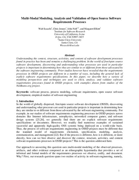 Pdf Multi Modal Modeling Analysis And Validation Of Open Source Software Development Processes