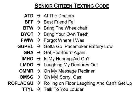 Senior Citizen Texting Code