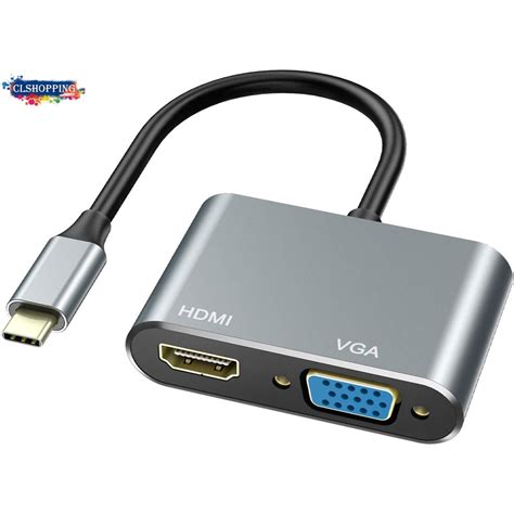 Usb Para Hdmi C Adaptador Vga 2 Em 1 Hub Com 4k 1080p Tipo Conversor Macbookpro 20192018
