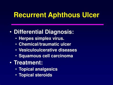 Ppt Recurrent Aphthous Ulcer Powerpoint Presentation Free Download