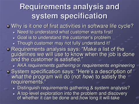 Ppt Requirements Analysis And Specification Powerpoint Presentation