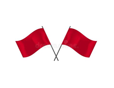 Two Red Flags Crossed On White Background Image Stock Vector