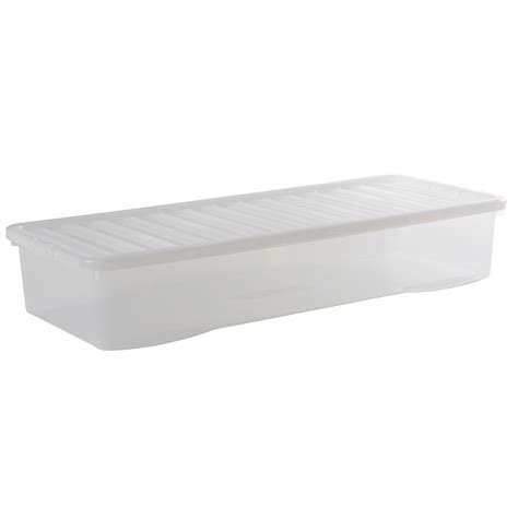 Wham Crystal Clear Rectangular 55l Large Plastic Stackable Underbed