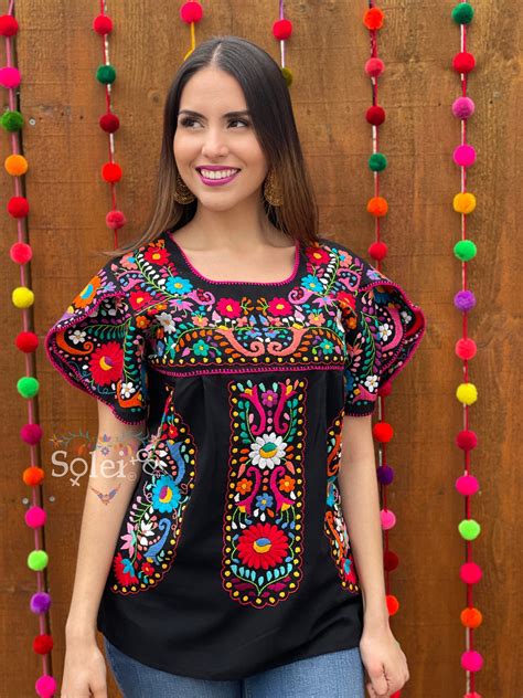 Hand Embroidered Multicolor Blouse Floral Mexican Blouse Mexican Traditional Blouse Artisanal