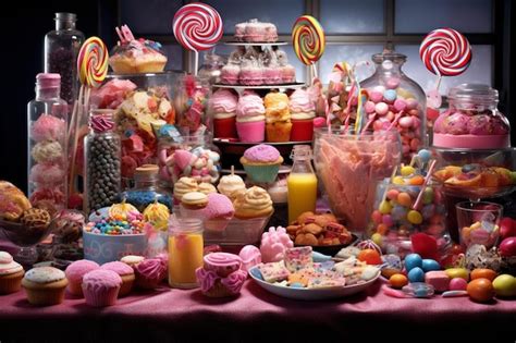 Sugary Sweet Confection Extravaganza Candy Photo Premium Ai Generated Image