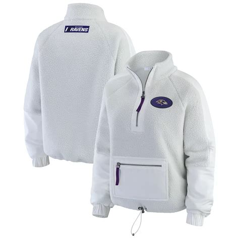 Womens Wear By Erin Andrews White Baltimore Ravens Polar Fleece Half