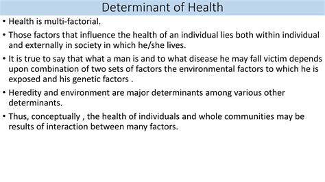 Health Determinant And Factors Affecting Health Pptx