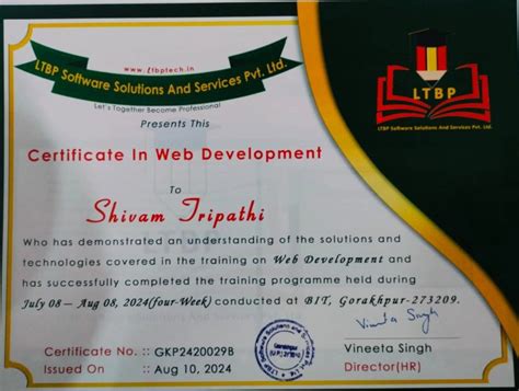 Proud To Add This Certification 😊 Shivam Tripathi